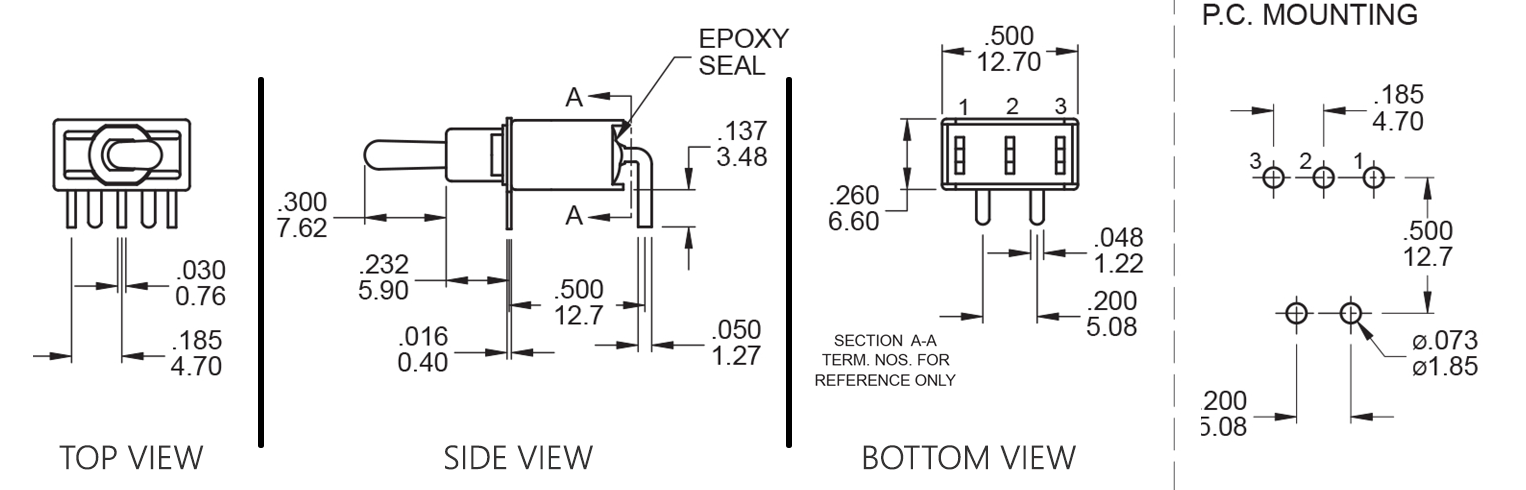 Toggle & Rocker: RJS-1A-M6-SPDT | RJS Electronics Ltd